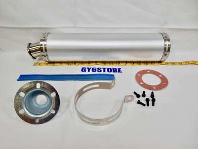 150cc GY6 PERFORMANCE SILVER EXHAUST MUFFLER LONG VERSION | eBay