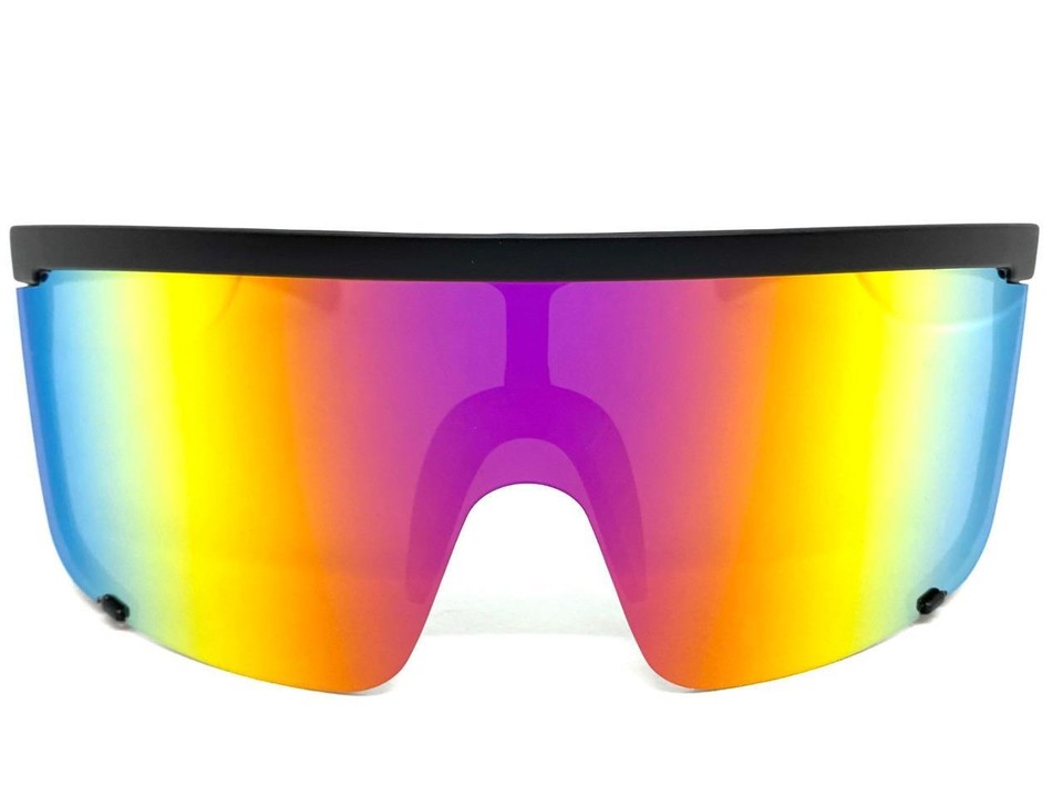 Oversize Modern Retro Shield Style SUNGLASSES Large Big Black Frame ...