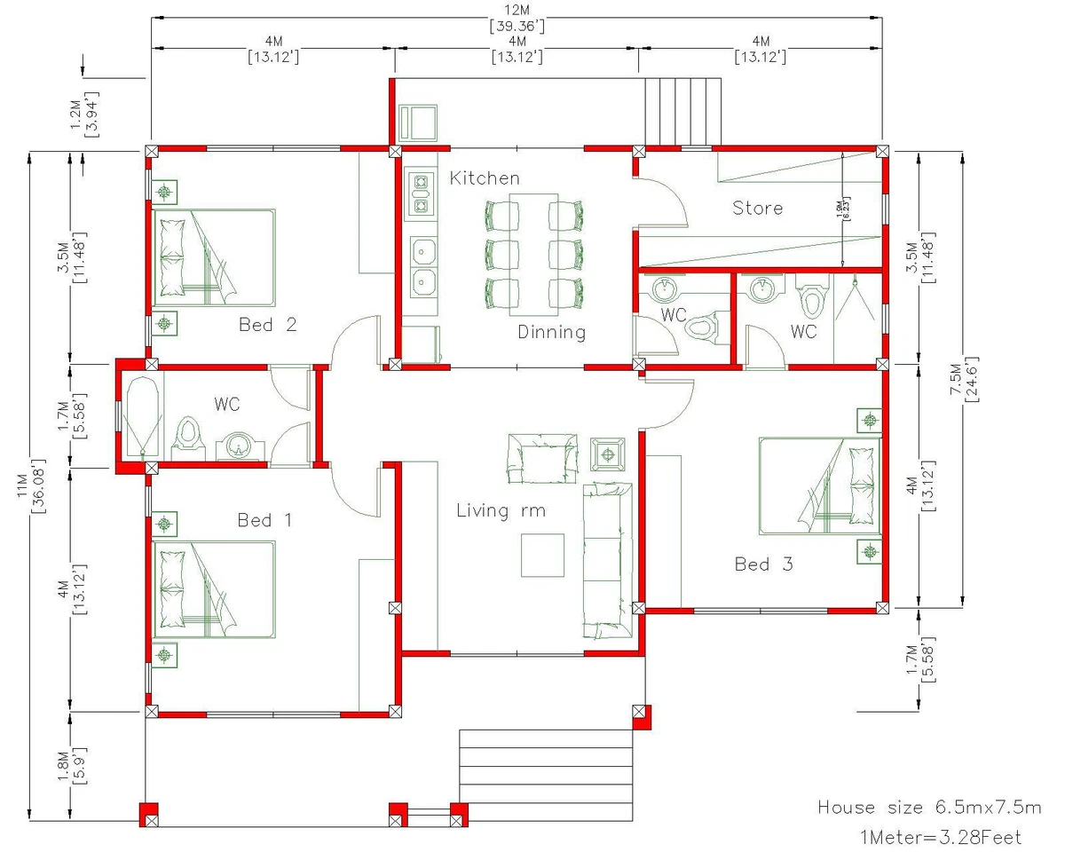 Drawing House Map 2 3 Bedroom