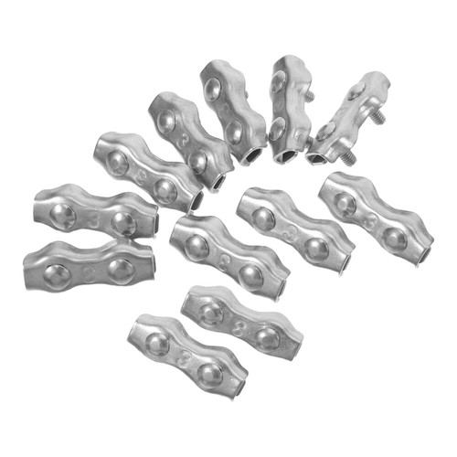 12 Pcs Wire Rope Chuck Cable Clamp Double Hole Electric Fence ...