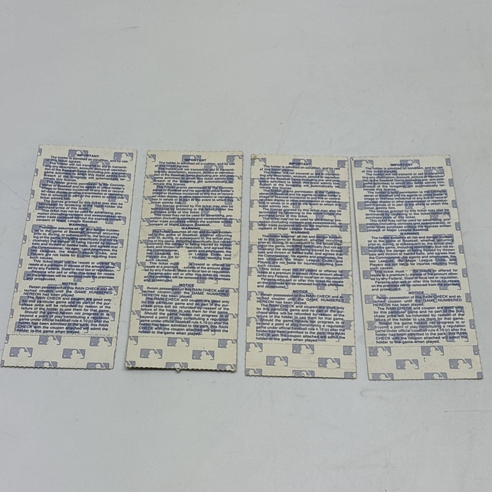 1987 World Series Ticket Stub Matching Set Games 1, 2, 6, 7 Lower Left ...