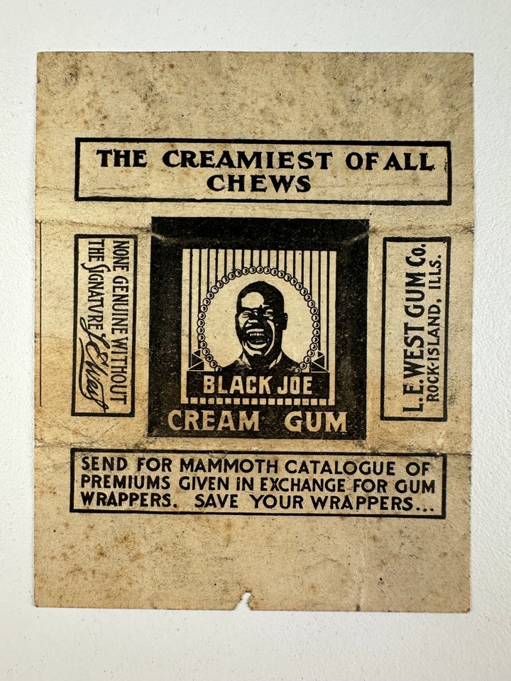 Vintage Black Joe Cream Chewing Gum Wrapper & Picture Card L.E. West ...