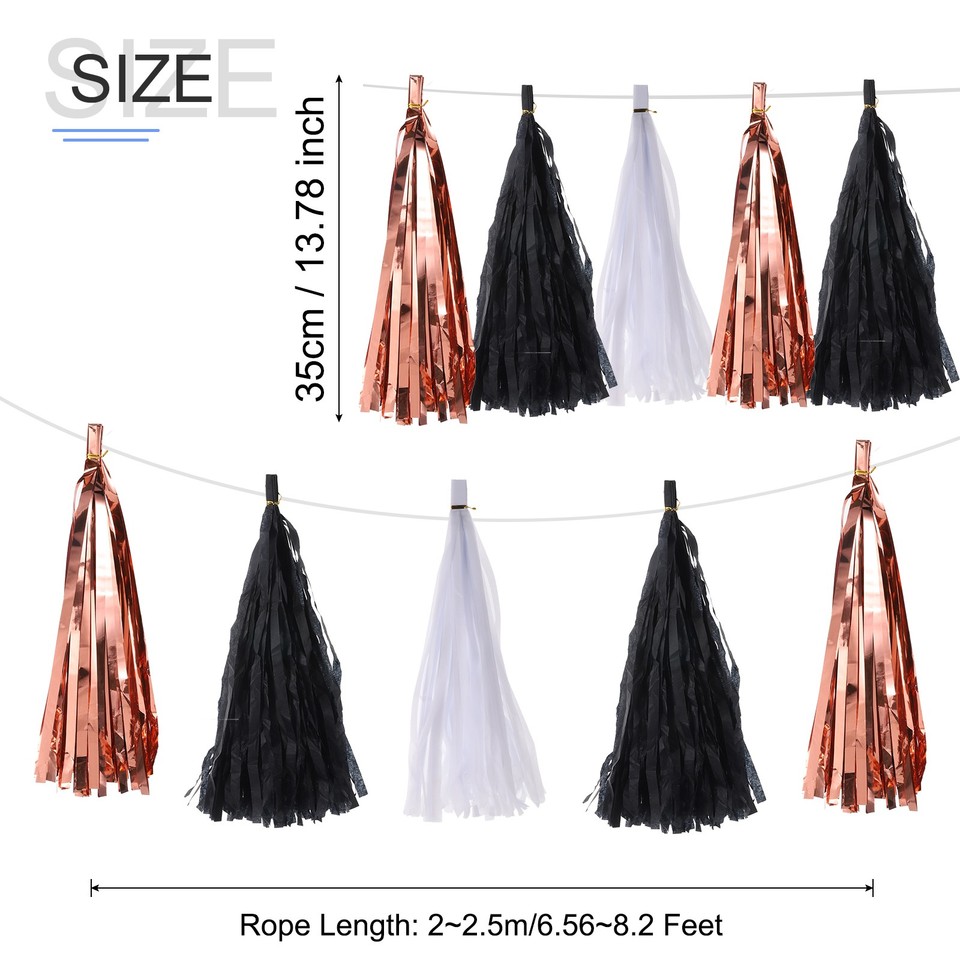 15Pcs White,Black,Rose Gold Tassel Garland Banner with Rope | eBay