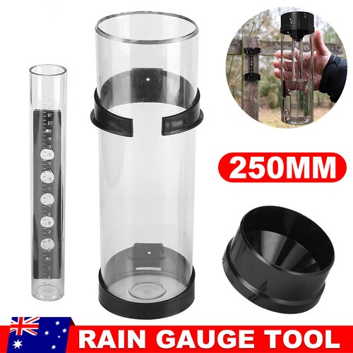 250mm Rain Gauge Cylinder Farming Garden Water Weather Outdoor Rainfall ...