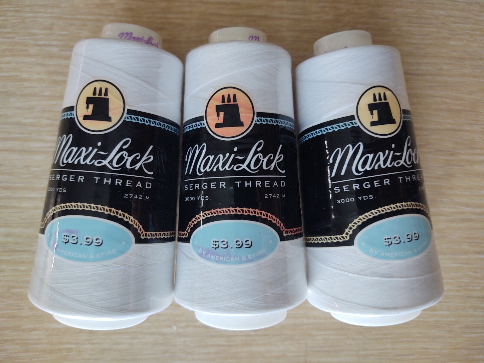 White Serger Thread - 3 Cones of Maxi-Lock - 3000 Yards Each - A Sewing ...