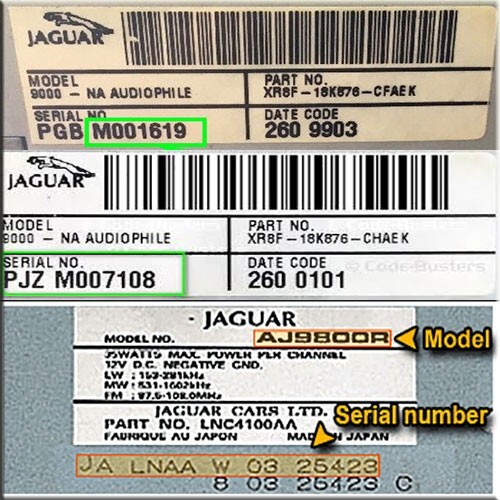 JAGUAR RADIO CODES UNLOCK XK CAR STEREO 7 DECODE SERIES M JA PINCODE ...