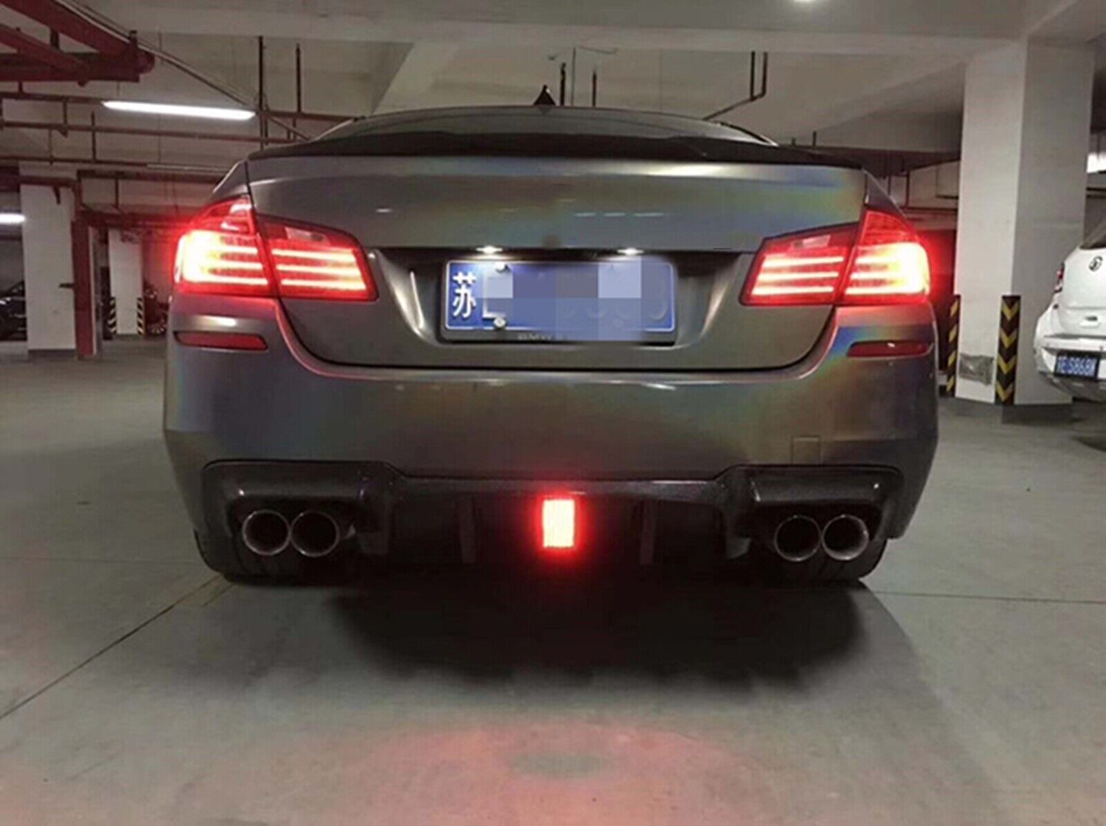 Black Rear Bumper Diffuser W/Light For 2011-2017 12 BMW F10 528i 530i M ...