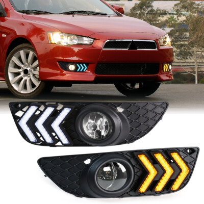 For Mitsubishi Lancer 2008-2013 Front Bumper Fog Light DRL Driving ...