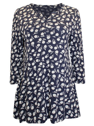 Ex-Seasalt Top RISSO Thistle Buds Quay NAVY Notch Neck Sz 8 10 12 14 16 ...