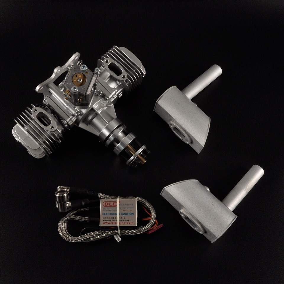 Gas Engine DLE 60CC Twin Cylinder Two Stroke Side Exhaust with CDI ...