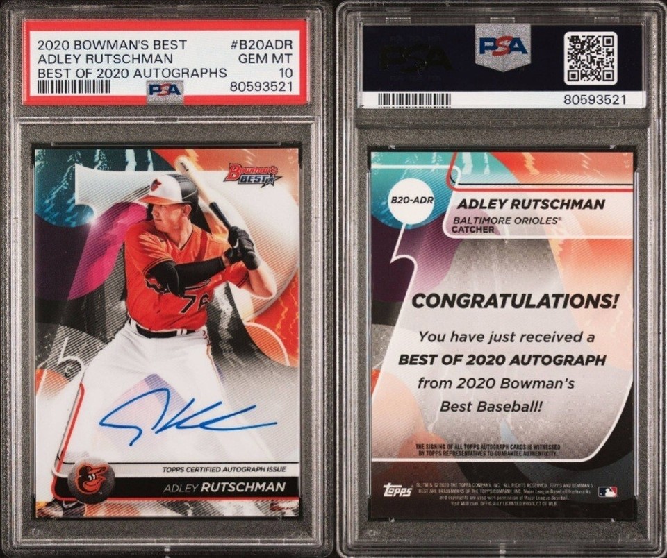 2020 Bowman's Best ADLEY RUTSCHMAN On Card Auto Best Of 2020 PSA 10 GEM ...