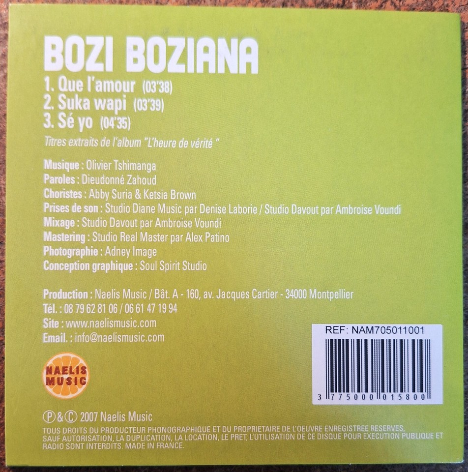 Bozi Boziana - sé yo CD single 2007 Naelis music RARE | eBay