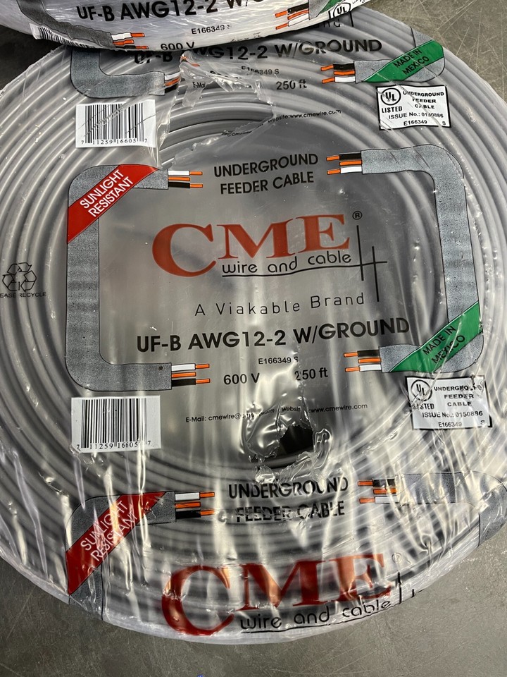 CME 250 ft 12/2 Solid NM-B AWG w/Ground Romex Wire Cable 12-2 UF ...