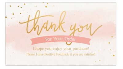 100 Thank You Cards for eBay Your Purchase Order Pink Gold Script | eBay