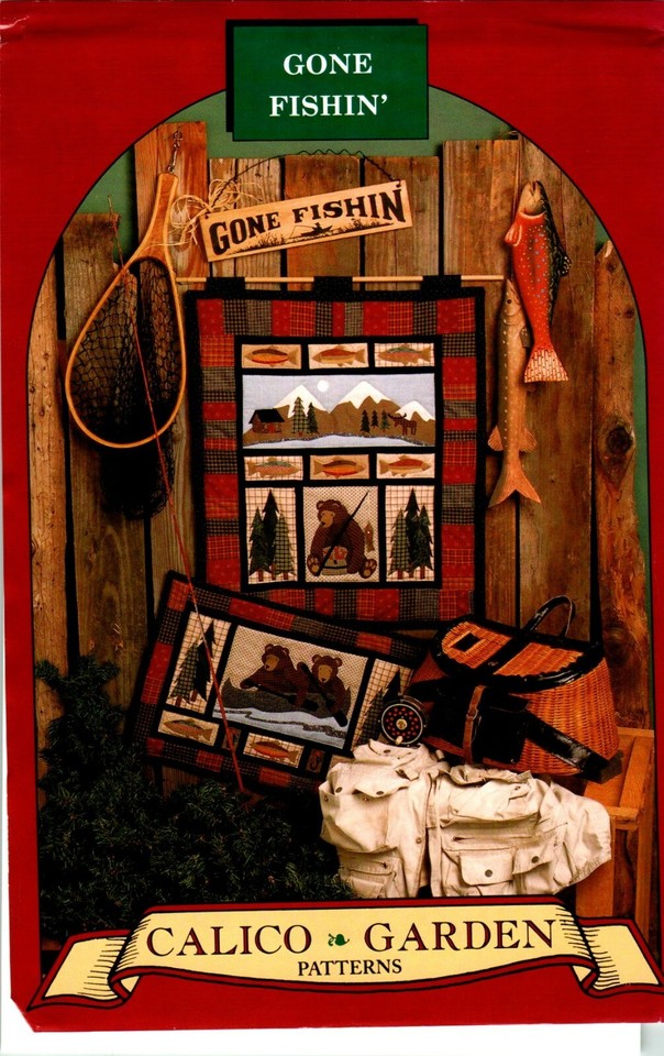 Gone Fishin' Wall Quilt Pattern Wilderness Nature Bears Trees | eBay