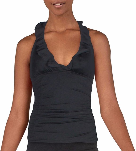 DKNY LADIES RUFFLE TANKINI TOP BLACK LARGE * for sale online | eBay