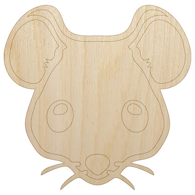 Cute Mouse Face Unfinished Wood Shape Piece Cutout for DIY Craft ...
