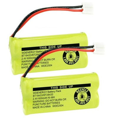 2 Pack BT18433 / BT28433 Battery Pack 2.4V 600mAh Ni-MH for Vtech ...