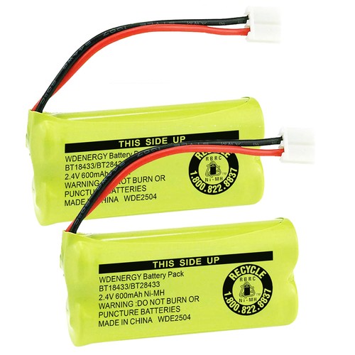 2 Pack BT18433 / BT28433 Battery Pack 2.4V 600mAh Ni-MH for Vtech ...