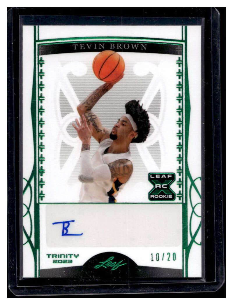 TEVIN BROWN RC AUTO 2023 Leaf Trinity 10/20 Green Autograph ROOKIE Cant ...