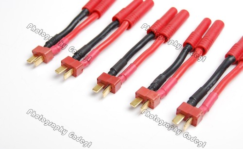 Pack(5) T-Plug Male To 4MM Bullet Connector Adapter 12AWG for RC HXT ...
