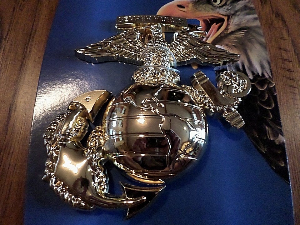 U.S MARINE CORPS EGA GOLD OVERSIZED EAGLE GLOBE & ANCHOR WALL MEDALLION ...