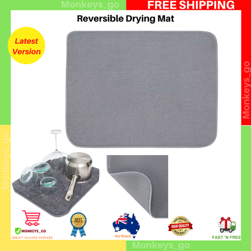 1x Dish Drying Mat Absorbent Microfibre Mats Reversible Microfiber ...