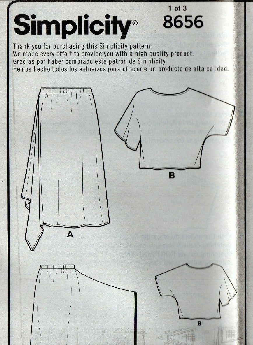 Simplicity Sewing Pattern 8656 EASY Asymmetric Skirt & Loose Top Size 4 ...