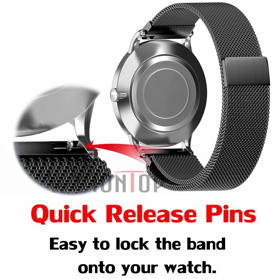 New 20mm 22mm Milanese Loop Stainless Steel Band Quick Release Wrist ...