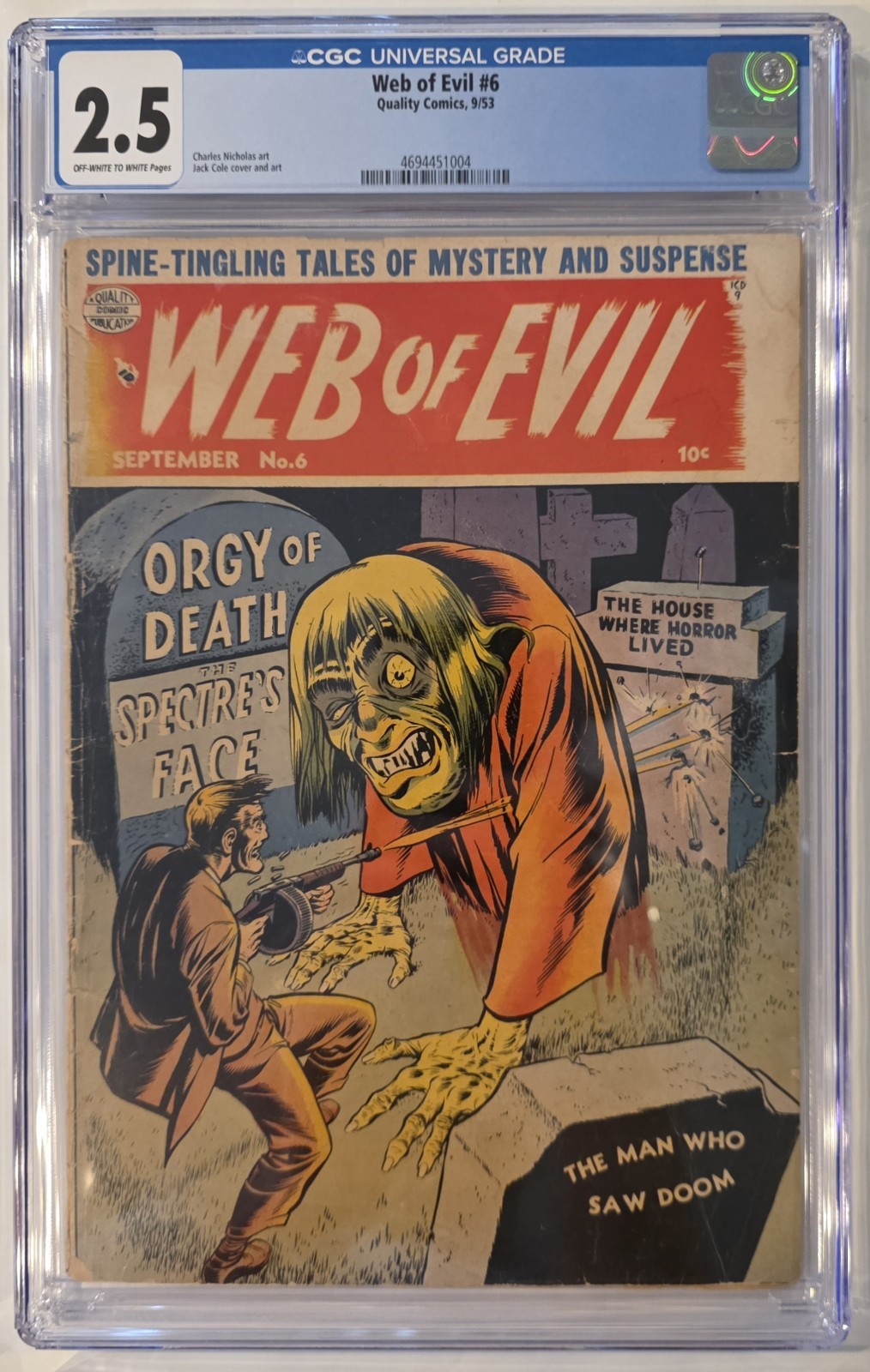 Web of Evil #6 CGC 2.5 Jack Cole cover Quality Comics 1953 | eBay