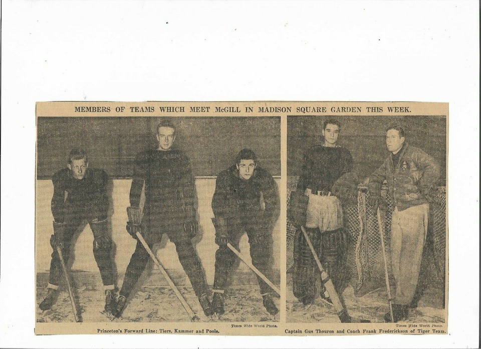 Princeton Hockey Team Resumes Action Frank Frederickson 1933 Original ...