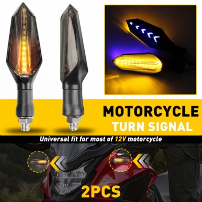 4 Pack Universal Motorcycle Turn Signals Lights Amber/Blue For Suzuki ...