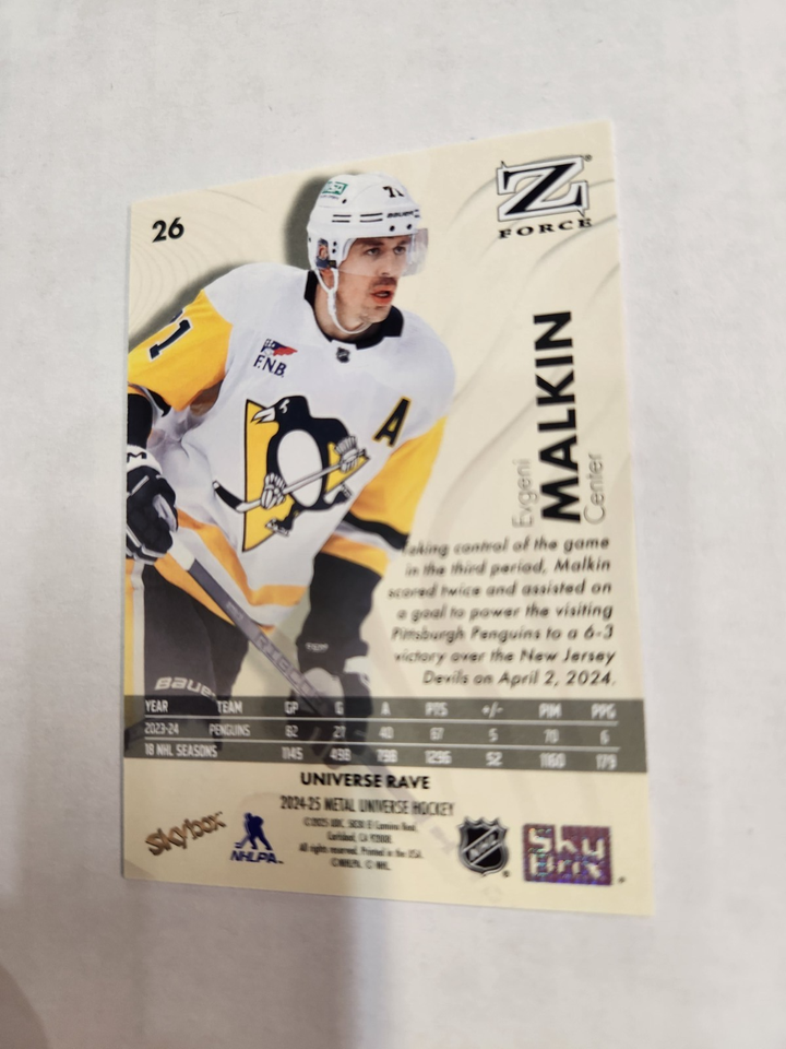 2024-25 Skybox Metal Universe Evgeni Malkin Z Force Universe Rave 1 of ...