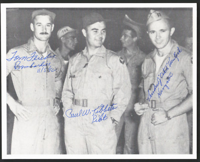 Paul Tibbets & Thomas Ferebee & Dutch Van Kirk Signed 8x10 Pilot Atomic ...