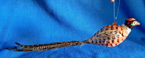 Vintage Mercury Glass Pheasant Bird Christmas Tree Ornament w/Real Tail ...