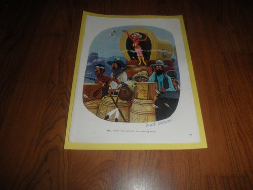 Vintage BUCK BROWN CARTOON- " HORNY GRANNY" -" Varmints running away ...