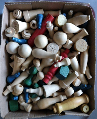 Vintage Wood Drawer Knob Pull Handle Dowel Figurine Toy Colored ...