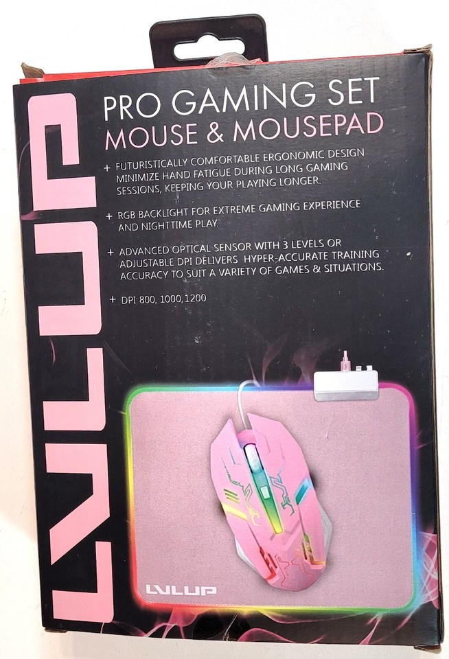 LVLUP PRO GAMING SET MOUSE & MOUSEPAD RGB BACKLIGHT LU788-PNK NEW ...