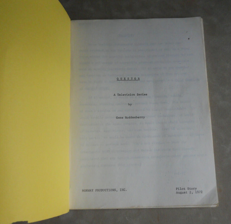 Gene Roddenberry’s Questor Series Format Rare Future World Story Line ...