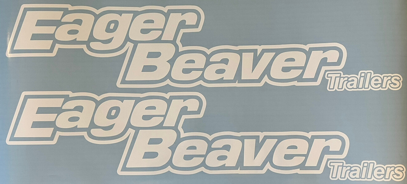 Eager Beaver Trailers Replacement Stickers 24”(Set Of 2) White Decals ...