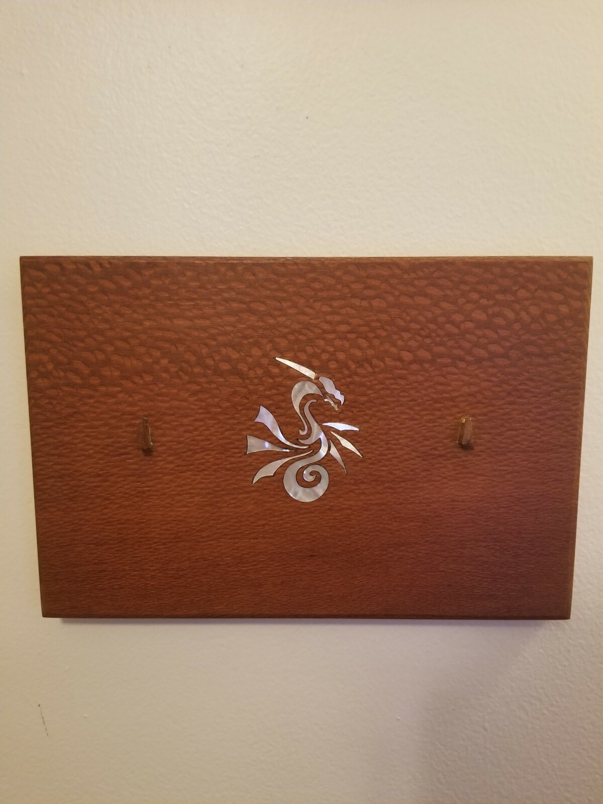 Hand-made Tsuba Kake Wall Display Leopardwood w/ mother of pearl inlay ...