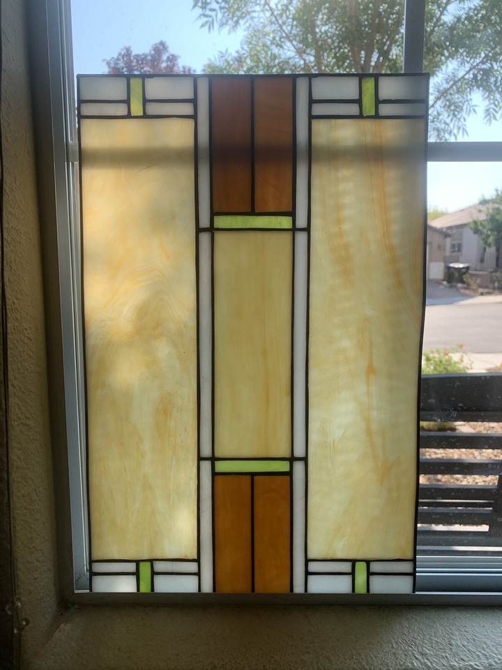 VTG Mission Style MCM Stained Glass Window Panel 17" | eBay