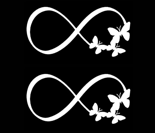 Infinity Symbol Butterflies Two 6" White Vinyl Decals Car Windows ...