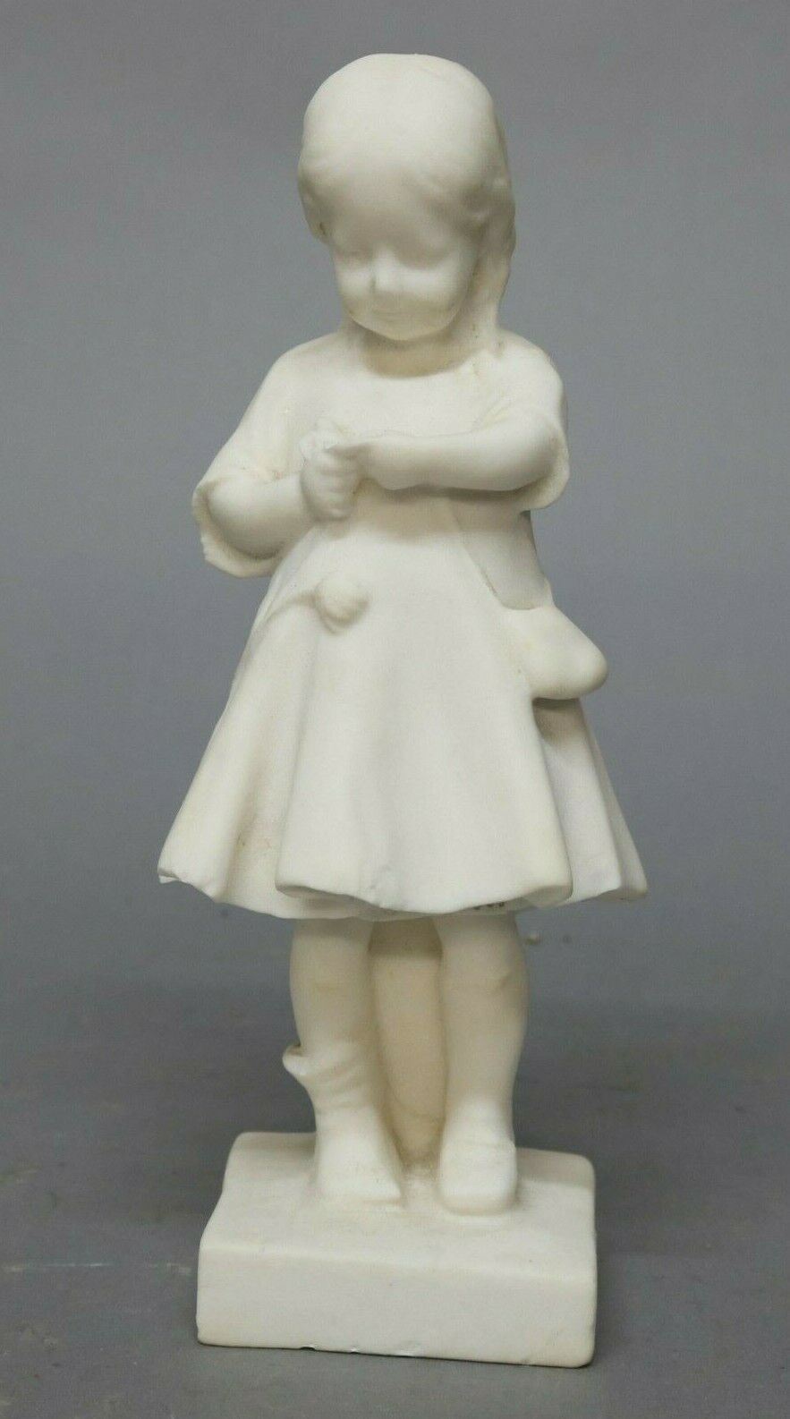 PAIR VINTAGE ANTIQUE CARVED ALABASTER MARBLE FIGURAL STATUE SCUPLTURES ...