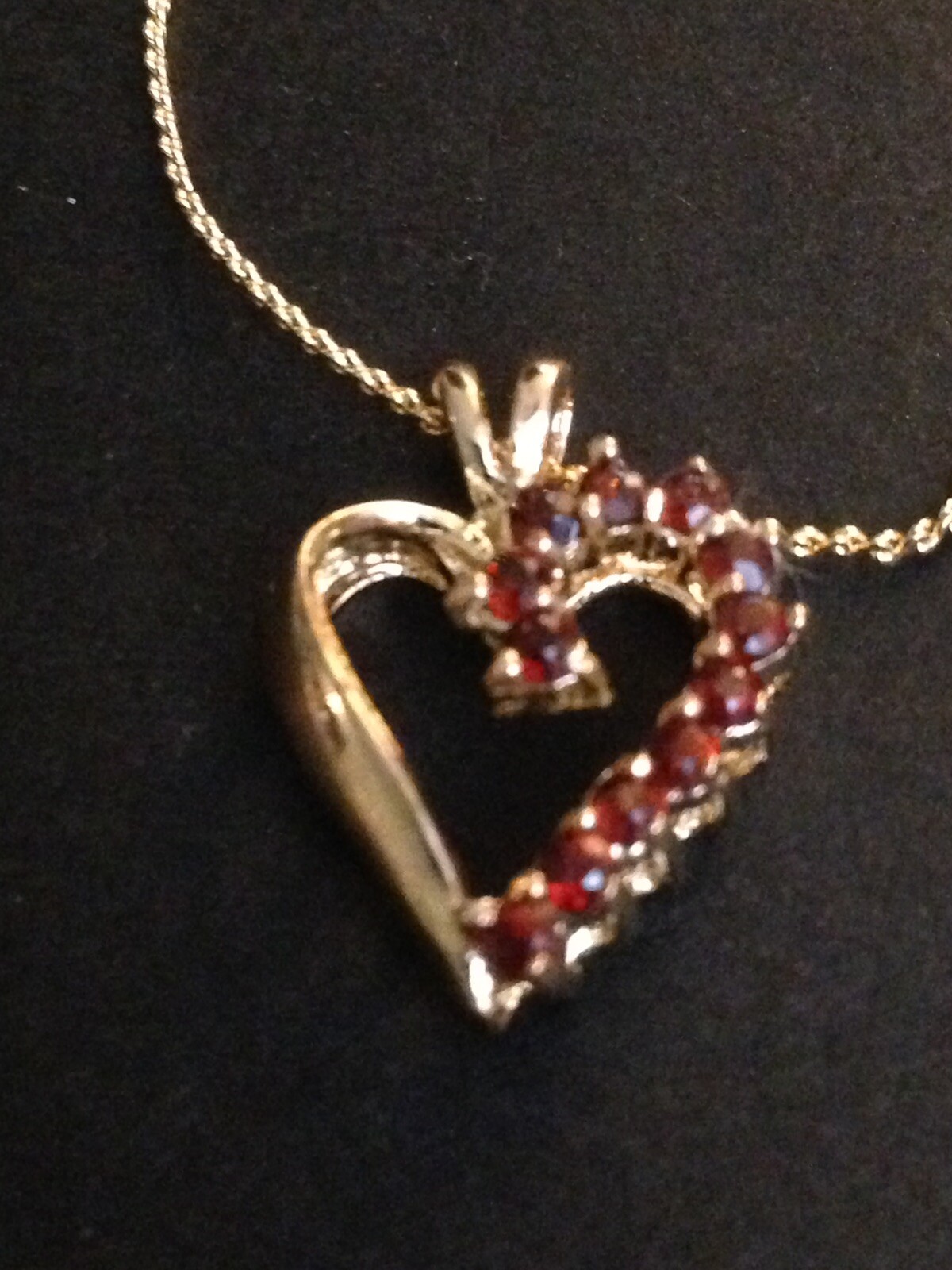 18 Inch Gold Plated Gold Chain & Hart Pendant With Red Stones Thailand ...
