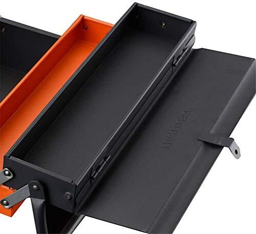 Edward Tools Portable Metal Tool Box with 3 Level Fold Out Black, Red ...