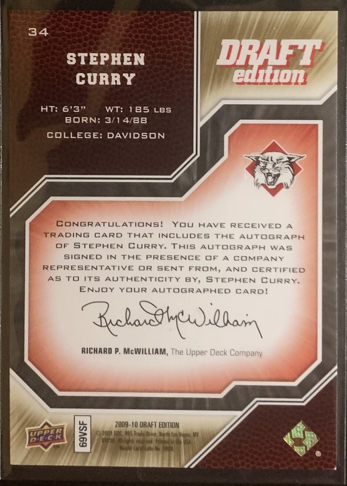 2009-10 Upper Deck Draft Edition Stephen Curry Auto RC | eBay