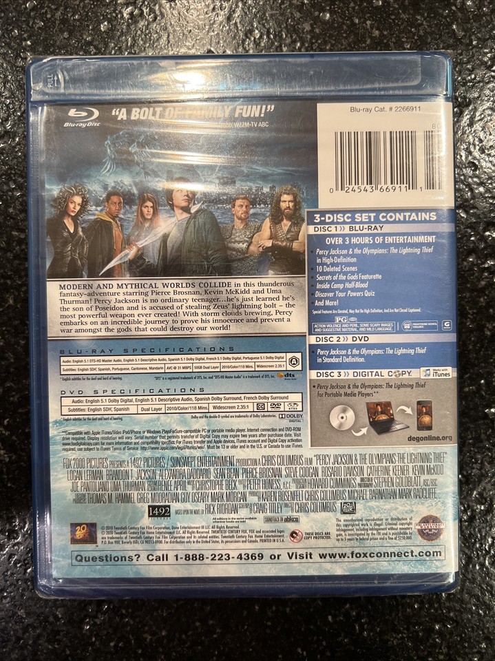 Percy Jackson & the Olympians: The Lightning Thief BLU-RAY + DVD NEW 3 ...