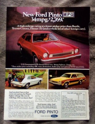 1975 Ford Pinto 34mpg Print Ad | eBay