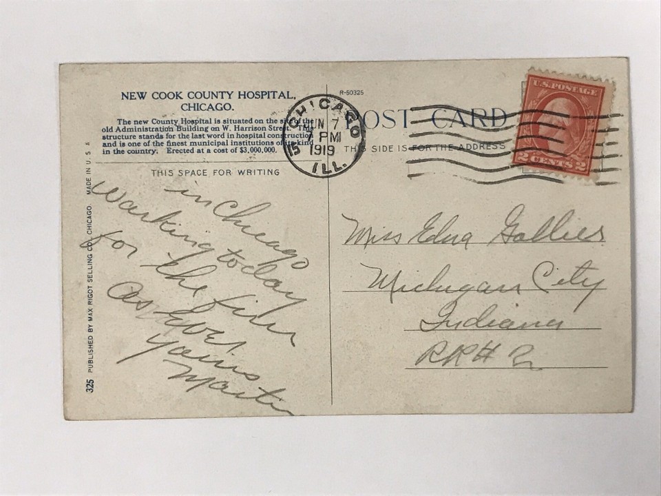 IL Postcard New Cook County Hospital Street View - Chicago, Illinois ...